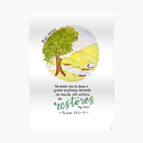 "Watercolour Psalm 23 Scene" Poster for Sale by jermakes | Redbubble