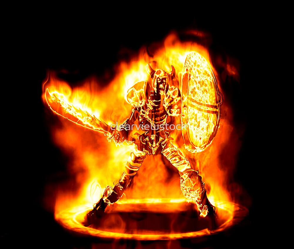 "Flaming Demon Ready to Battle" by clearviewstock | Redbubble