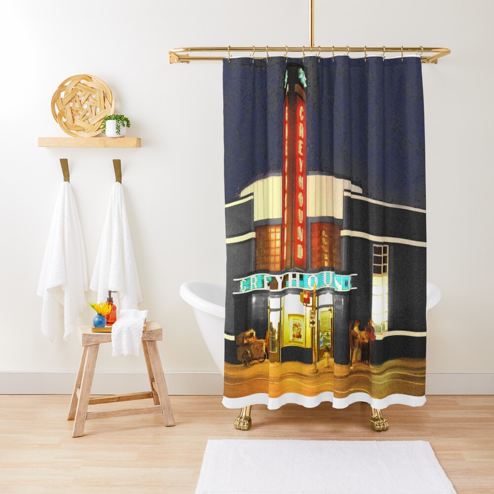 "Greyhound Bus Stop" Shower Curtain for Sale by michealreilly | Redbubble