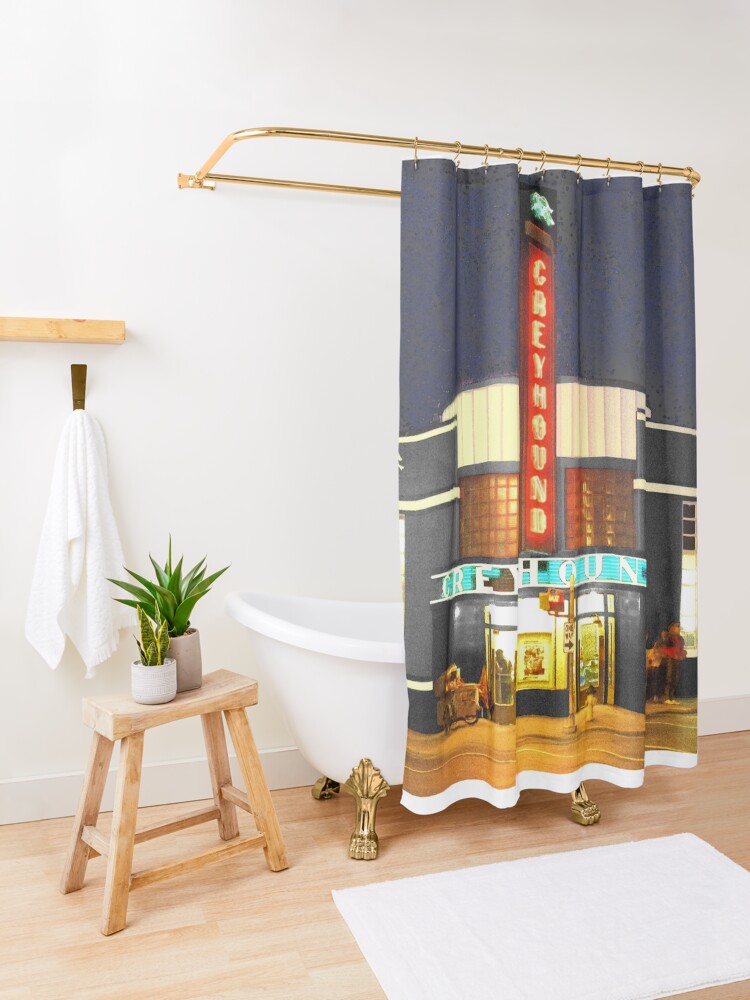 "Greyhound Bus Stop" Shower Curtain for Sale by michealreilly | Redbubble