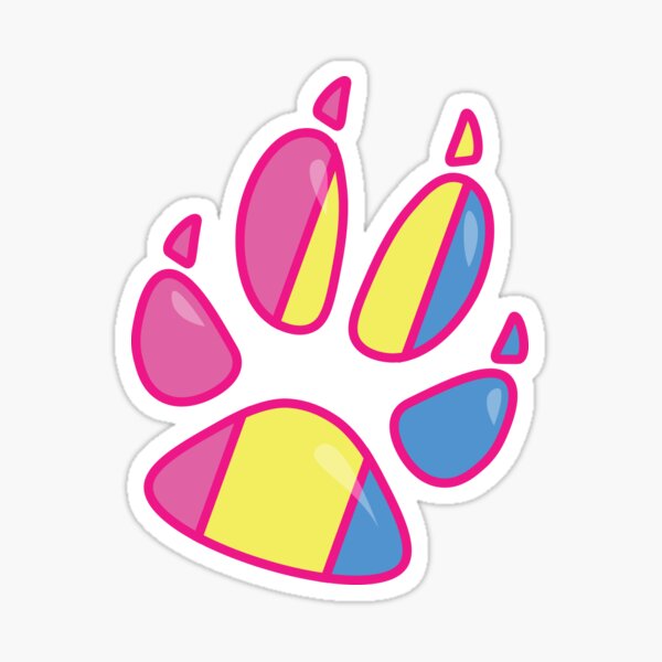 "Pansexual Pride Furry Fox Paw Print" Sticker by ZharaArt | Redbubble