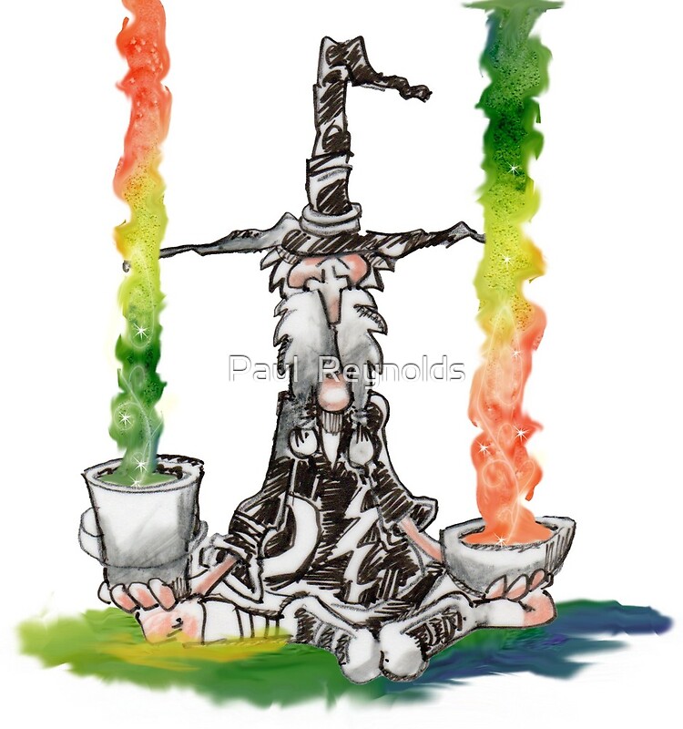 "Cartoon Wizard Meditation" by Paul Reynolds | Redbubble