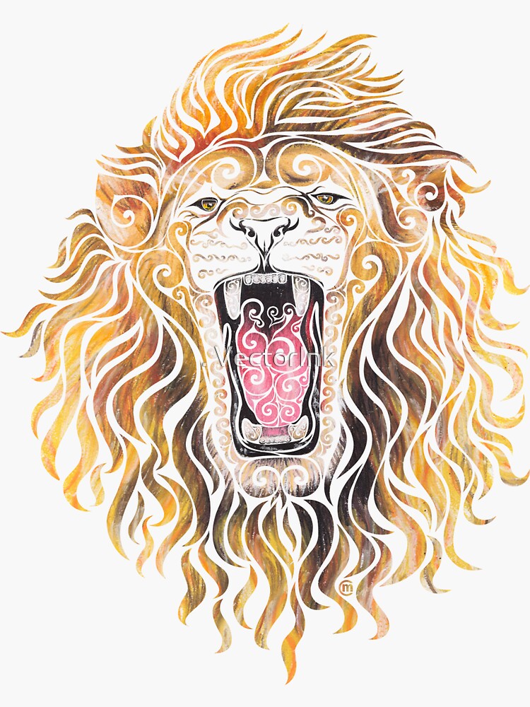 "Swirly Lion" Sticker for Sale by CarolinaMatthes | Redbubble