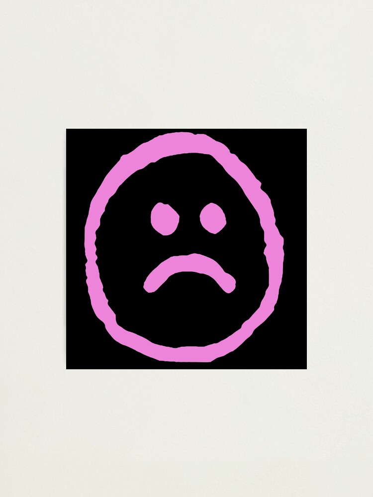 "Lil Peep Style Sad Face Tattoo Pink" Photographic Print by boogsbay ...