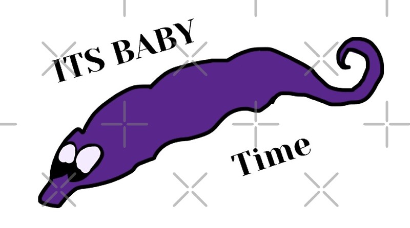 "Purple Worm on String - Its Baby Time" by DawnOfTheAgez | Redbubble
