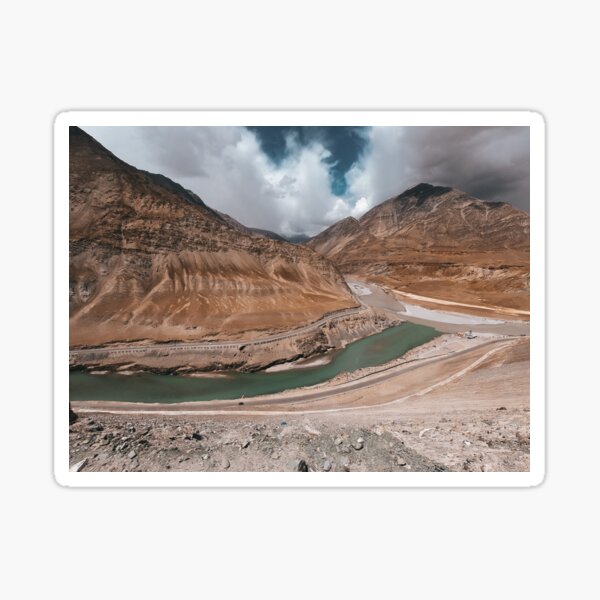 "Landscapes of ladakh with green trees, river and rocky mountains ...