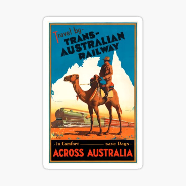 "1933 Australia Trans-Australian Railway Travel Poster" Sticker for ...