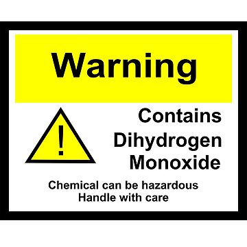 "Chemical Warning Sign: Dihydrogen Monoxide" Sticker for Sale by ...