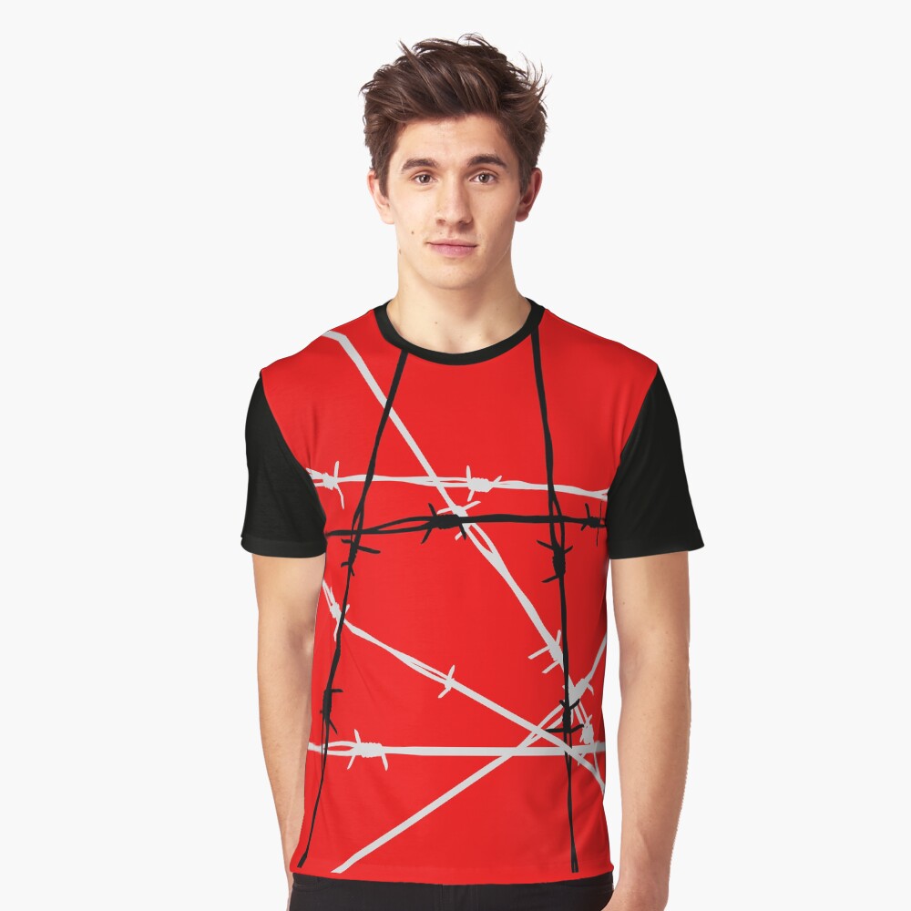"Barbed Wire Red" T-shirt for Sale by design-jobber | Redbubble ...