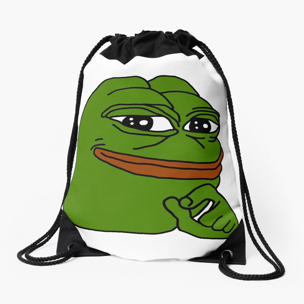 "smug frog / smug pepe " Drawstring Bag for Sale by JoeDaEskimo | Redbubble