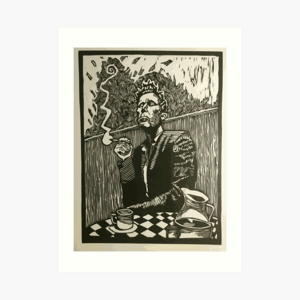 "Tom Waits Smoking a Cigarette Graphite Artwork" Art Print by ...