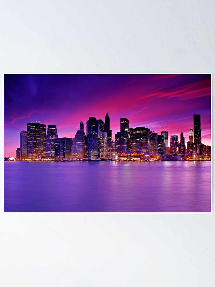 "New York City Manhattan Skyline at Night" Poster for Sale by zolthan5 ...