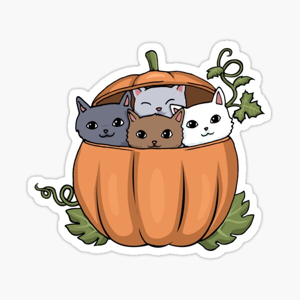 "Thanksgiving Cat Pumpkin Pie Cat Mom Cute Kitten" Sticker by DSWShirts ...