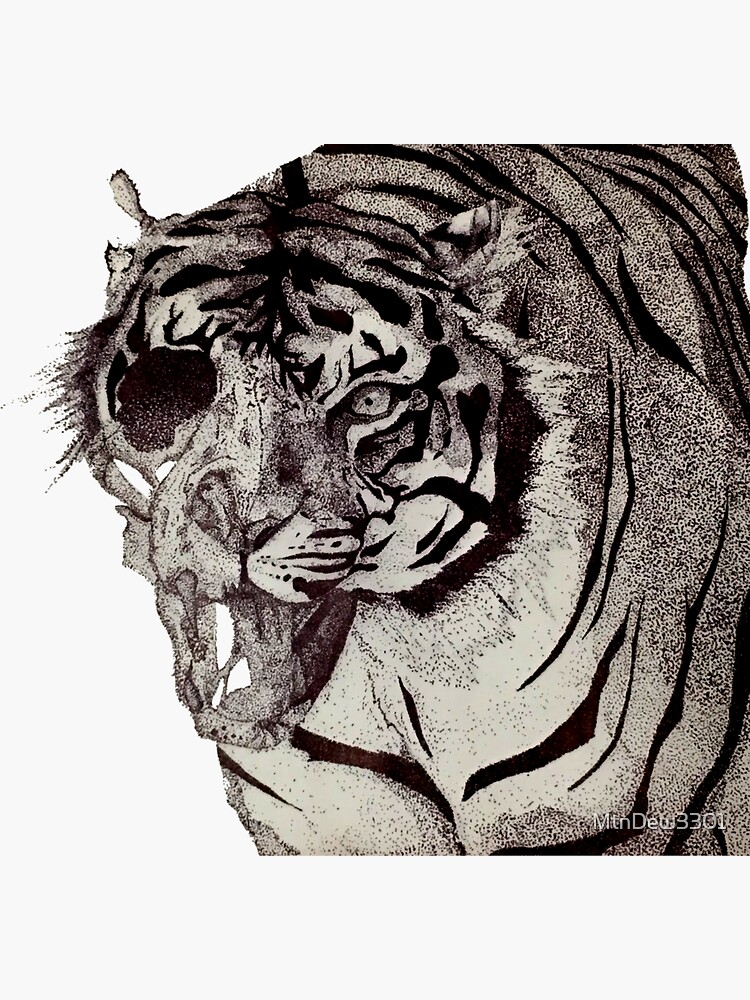 "Stipple Decaying Tiger" Sticker for Sale by MtnDew3301 | Redbubble
