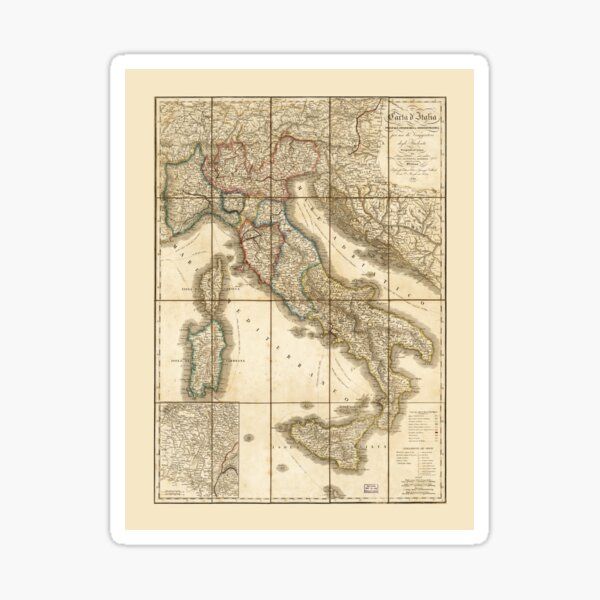 "Map of Italy (1851)" Sticker by allhistory | Redbubble