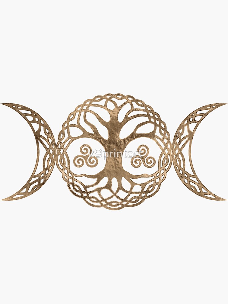 "Triple Moon Goddess with triskele and tree of life" Sticker for Sale ...