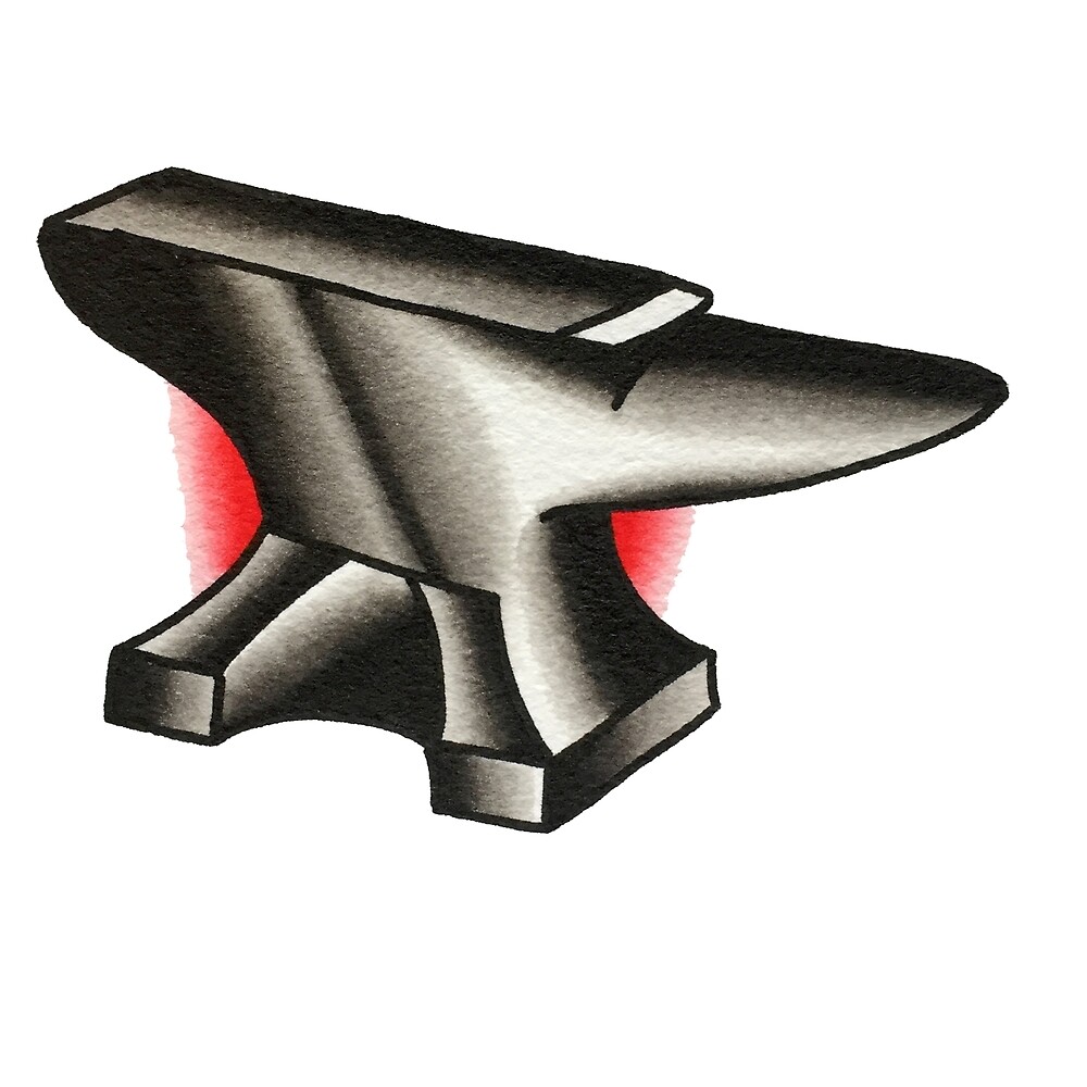 "Traditional Anvil Tattoo Design" by FOREVER TRUE TATTOO | Redbubble