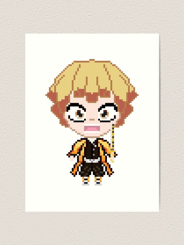 "Demon Slayer: Zenitsu Agatsuma Pixel Art" Art Print by Dirrajnoswal ...
