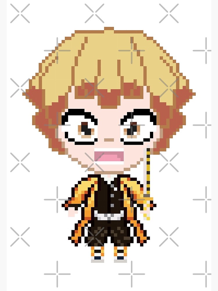 "Demon Slayer: Zenitsu Agatsuma Pixel Art" Metal Print by Dirrajnoswal ...