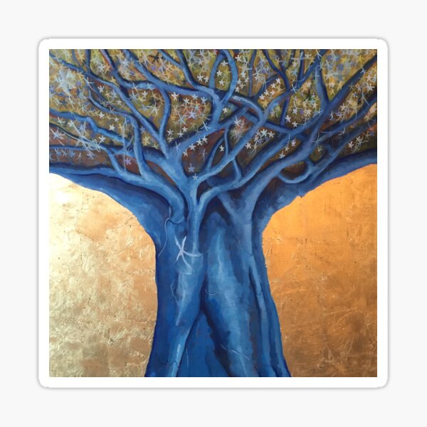 "The White Stars and the Blue Bodhi" Sticker for Sale by myomdecor ...