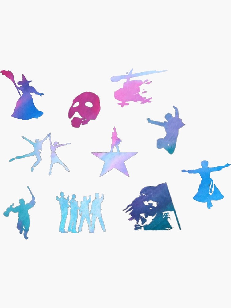 "watercolor broadway icons" Sticker for Sale by camistankus | Redbubble