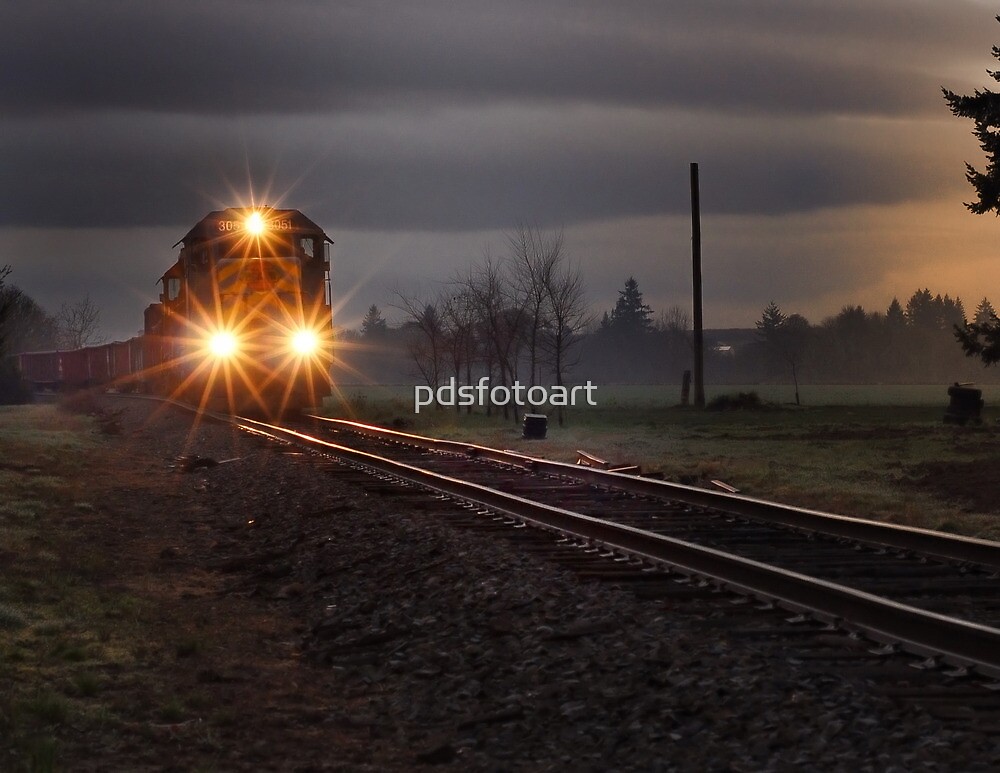 "Early morning freight train" by pdsfotoart | Redbubble
