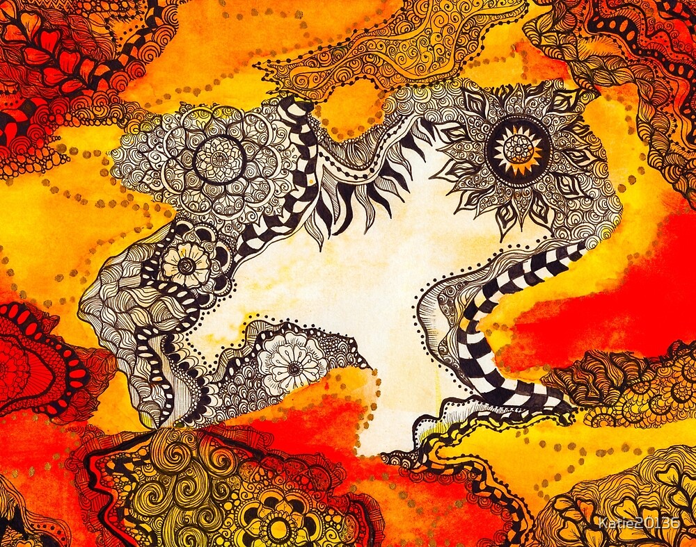 "Abstract Watercolor Zentangle: earthscape NEON" by Katie Hwang | Redbubble