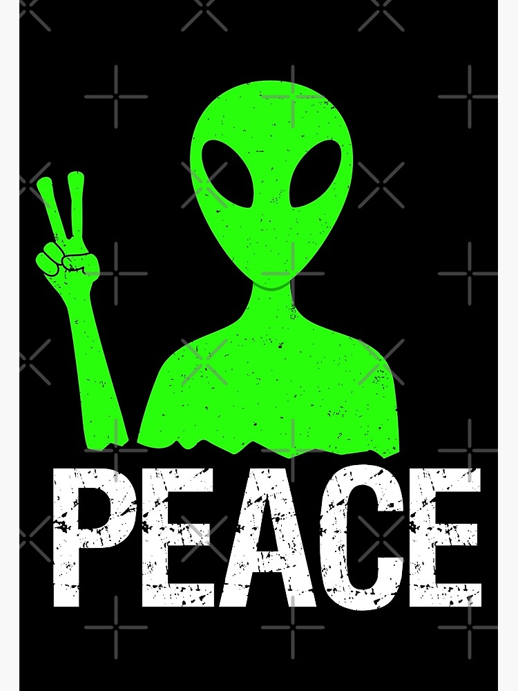 "Green Alien with Peace Hand Gesture" Poster by mrhighsky | Redbubble