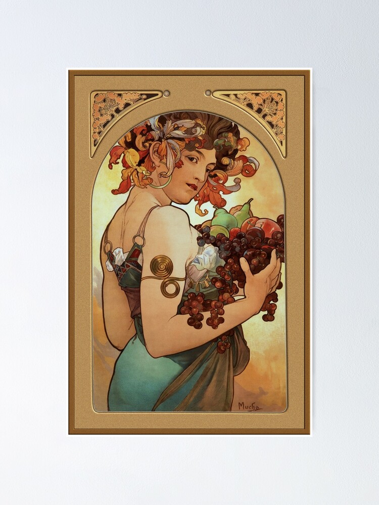 "Fruit by Alphonse Mucha Art Nouveau Fantasy Portrait" Poster for Sale ...
