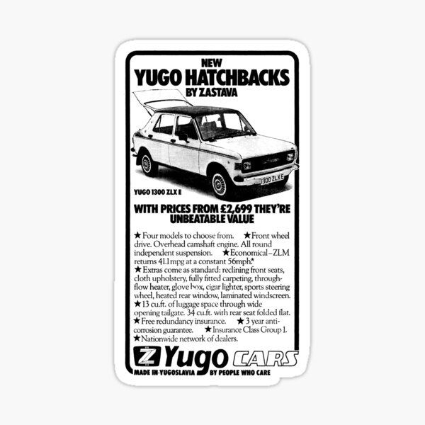 "YUGO ZASTAVA" Sticker by ThrowbackMotors | Redbubble