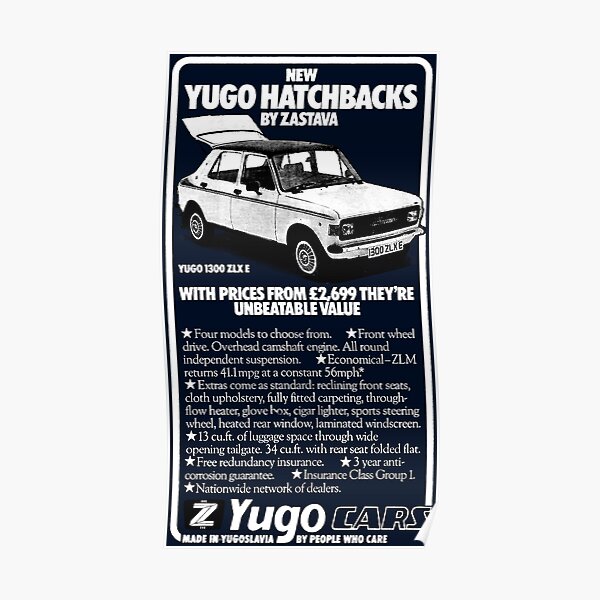 Póster «YUGO ZASTAVA» de ThrowbackMotors | Redbubble