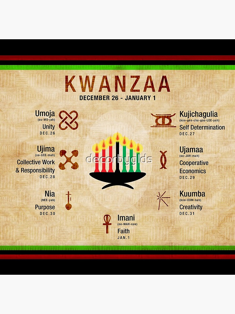 "Kwanzaa Principles (Nguzo Saba) Red, Black & Green" Clock for Sale by ...