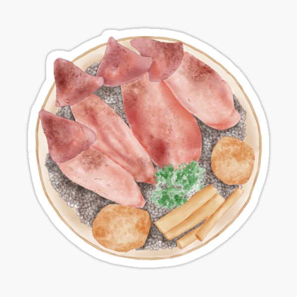 "Japanese Cuttlefish Bento | 墨鱼便当" Sticker for Sale by iswenyi | Redbubble