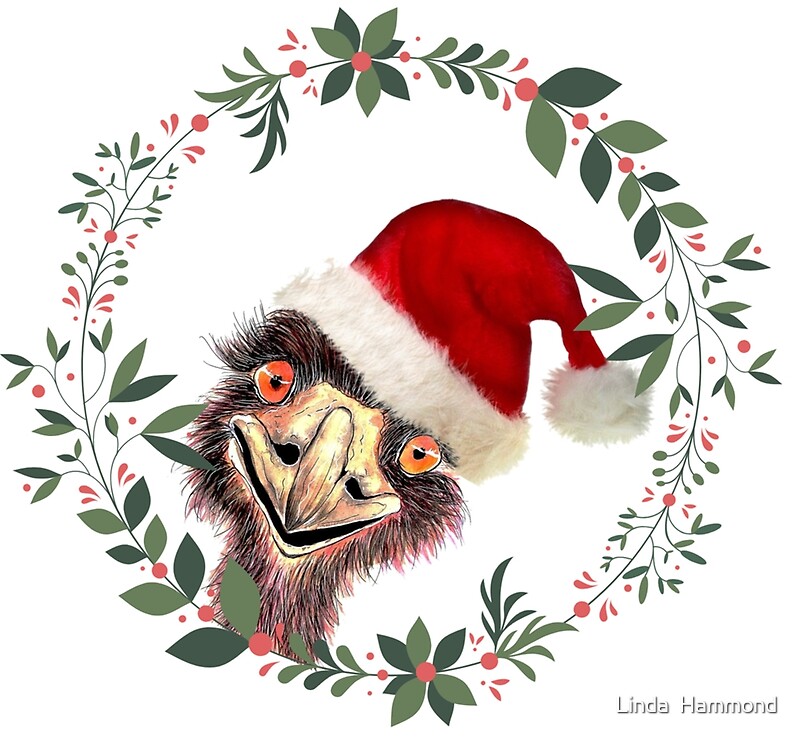 "Santa's Emu a Aussie Christmas" by Linda Hammond | Redbubble