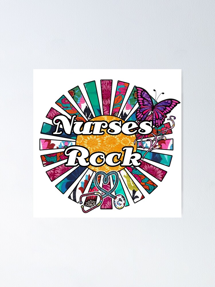 "Nurses Rock Pink Retro Collage" Poster for Sale by artbyomega | Redbubble