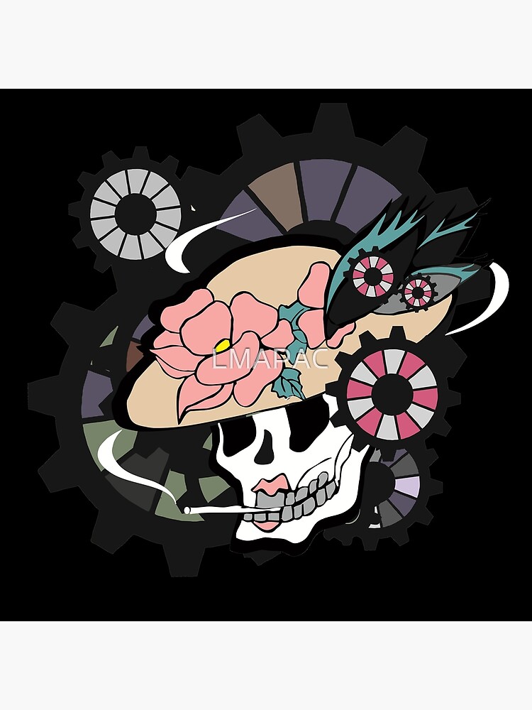 "Mechanical clock Skeleton Skull V2 [Digital Art]" Art Print by LMAPAC ...