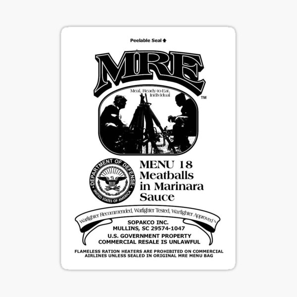 "MRE Meatball Marinara" Sticker by BiggDesign | Redbubble