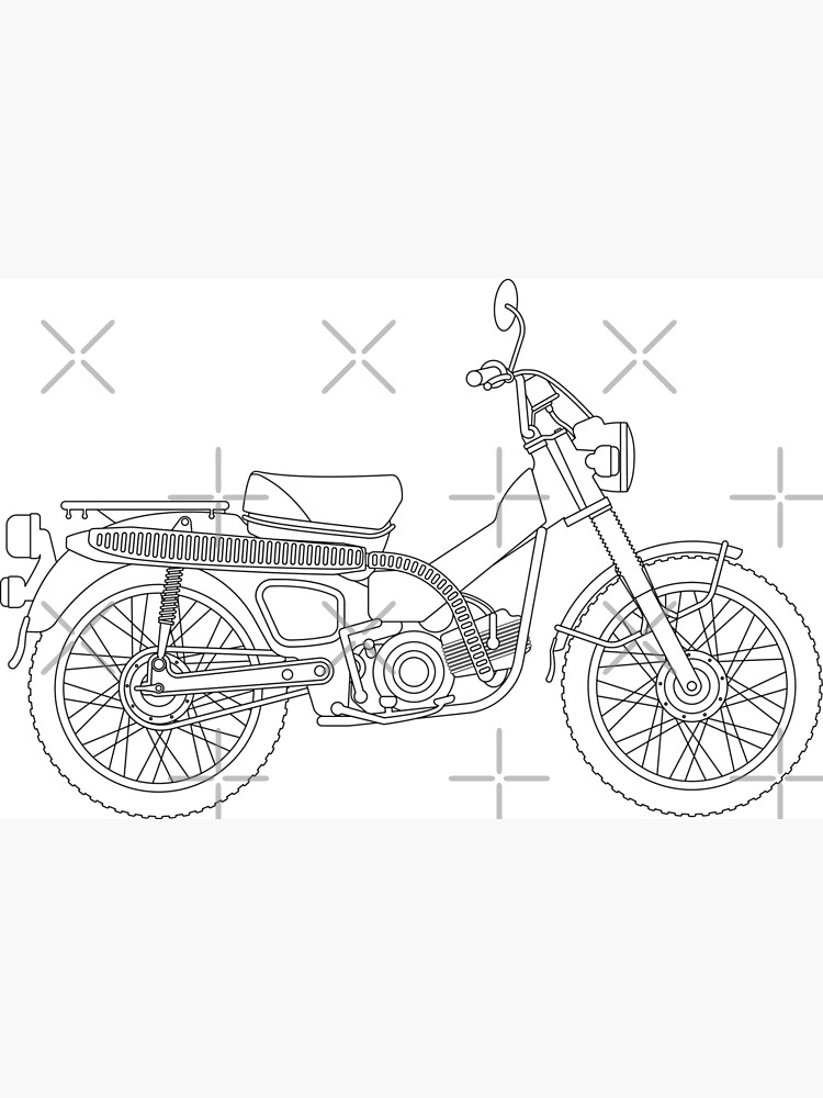 "Honda CT110 Postie Bike - Black Transparent Wire Frame" Poster for Sale by StudioFloyd | Redbubble