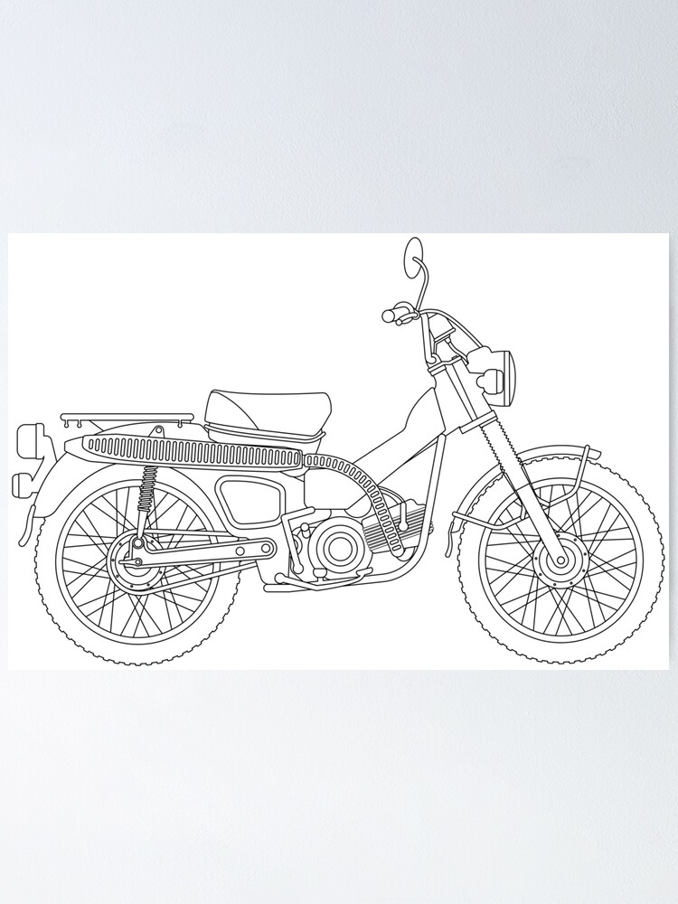"Honda CT110 Postie Bike - Black Transparent Wire Frame" Poster for Sale by StudioFloyd | Redbubble