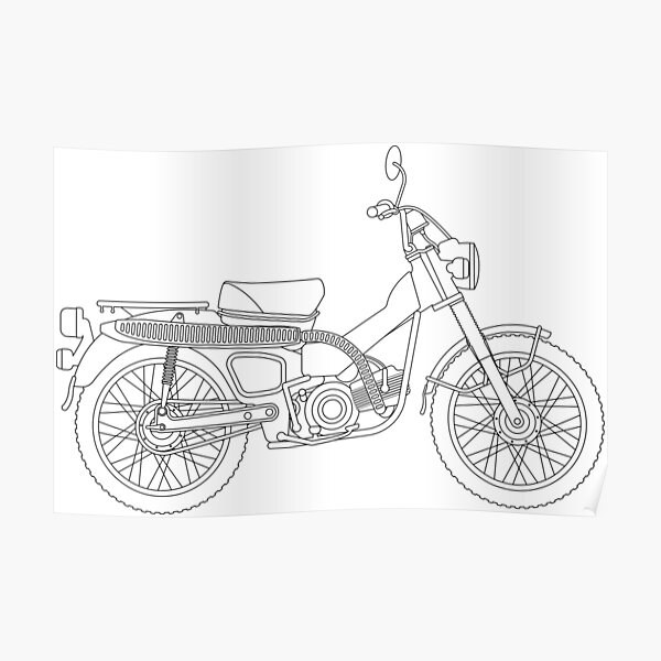 "Honda CT110 Postie Bike - Black Transparent Wire Frame" Poster for Sale by StudioFloyd | Redbubble