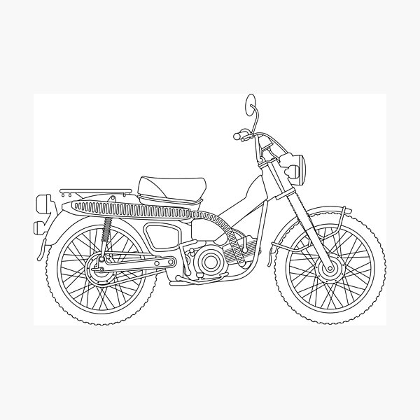 "Honda CT110 Postie Bike - Black Transparent Wire Frame" Photographic Print for Sale by ...