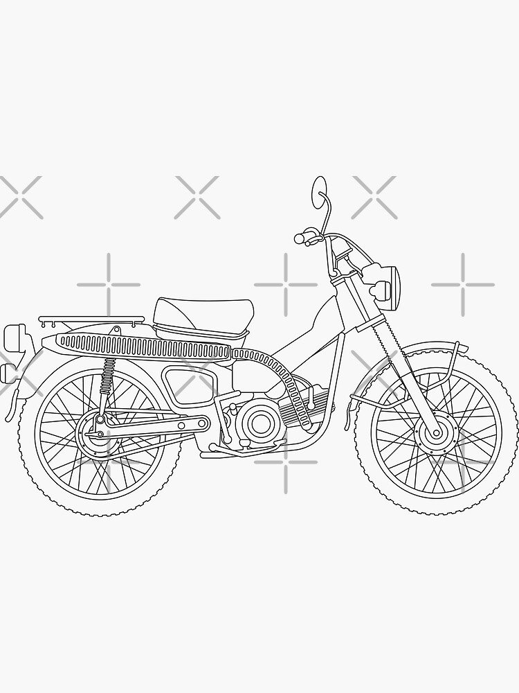 "Honda CT110 Postie Bike - Black Transparent Wire Frame" Sticker for Sale by StudioFloyd | Redbubble