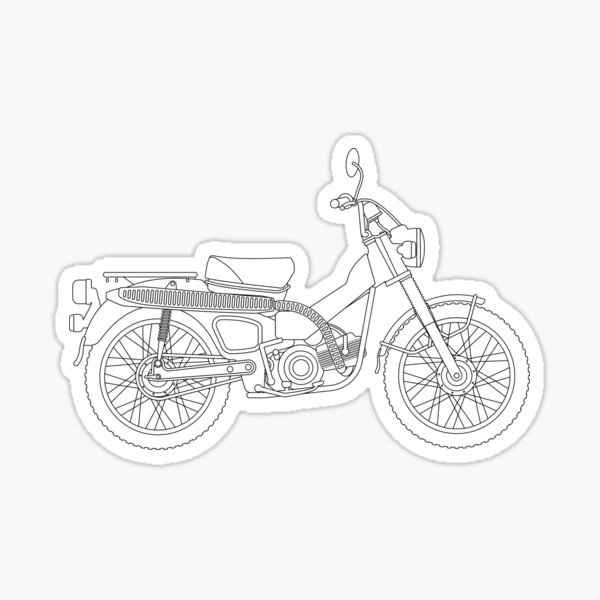 "Honda CT110 Postie Bike - Black Transparent Wire Frame" Sticker for Sale by StudioFloyd | Redbubble