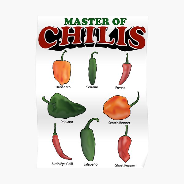 "Chili Master - hot and spicy" Poster for Sale by OVMEngemann | Redbubble