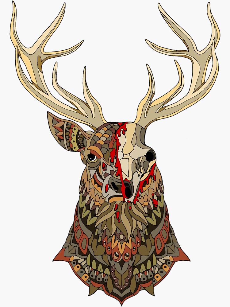 "Half Face Artistic Deer" Sticker for Sale by Boodrow | Redbubble
