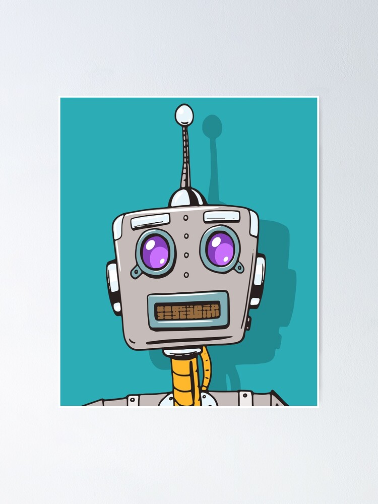 "Grinning Robot Design" Poster by elizbeards | Redbubble