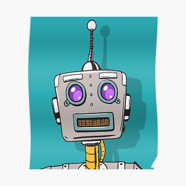 "Grinning Robot Design" Poster by elizbeards | Redbubble