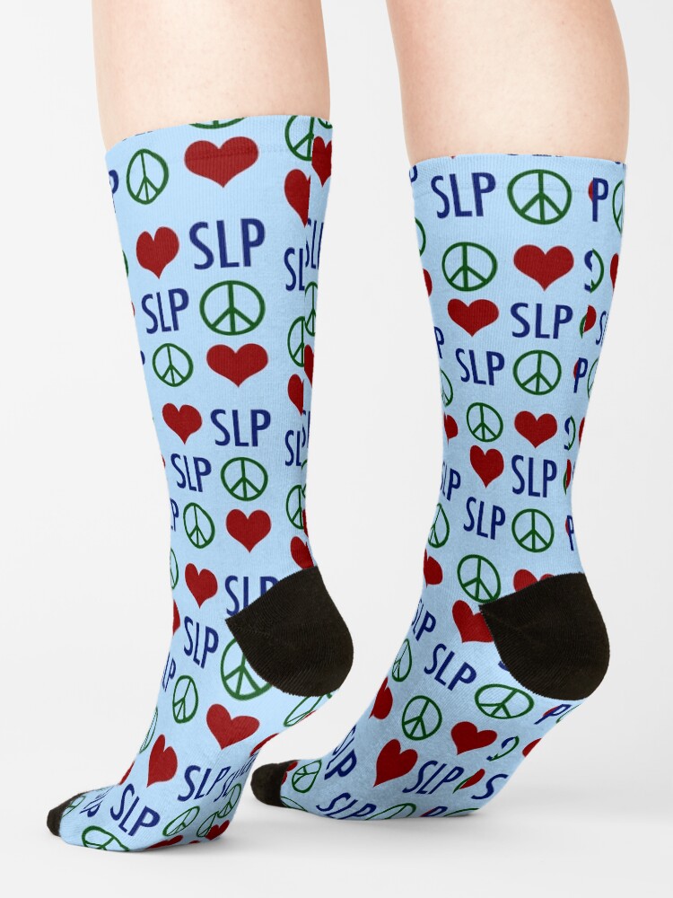 "Peace Love Speech Language Pathology" Socks for Sale by elishamarie28 ...