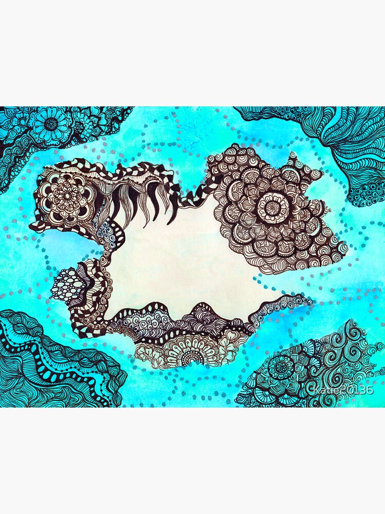 "Abstract Watercolor Zentangle: seascape NEON" Sticker for Sale by ...