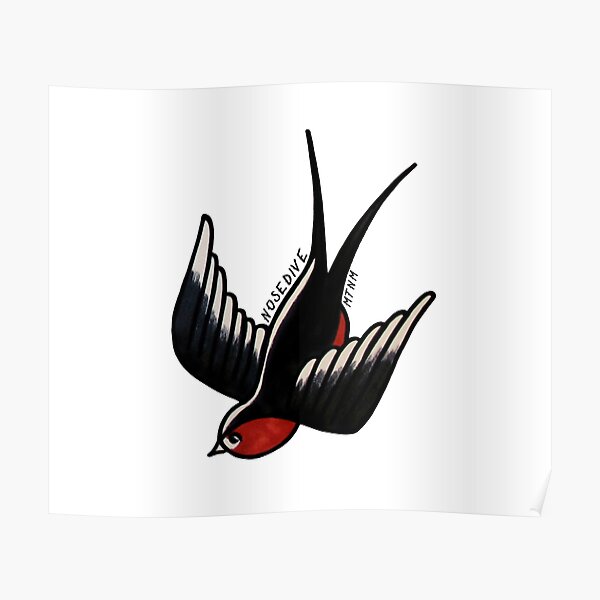 "Nosedive swallow tattoo" Poster by emeteneme | Redbubble